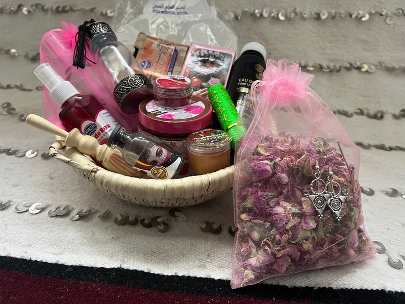 Panier de beauté hammam marocain fait main, rose nila, panier de beauté ...
