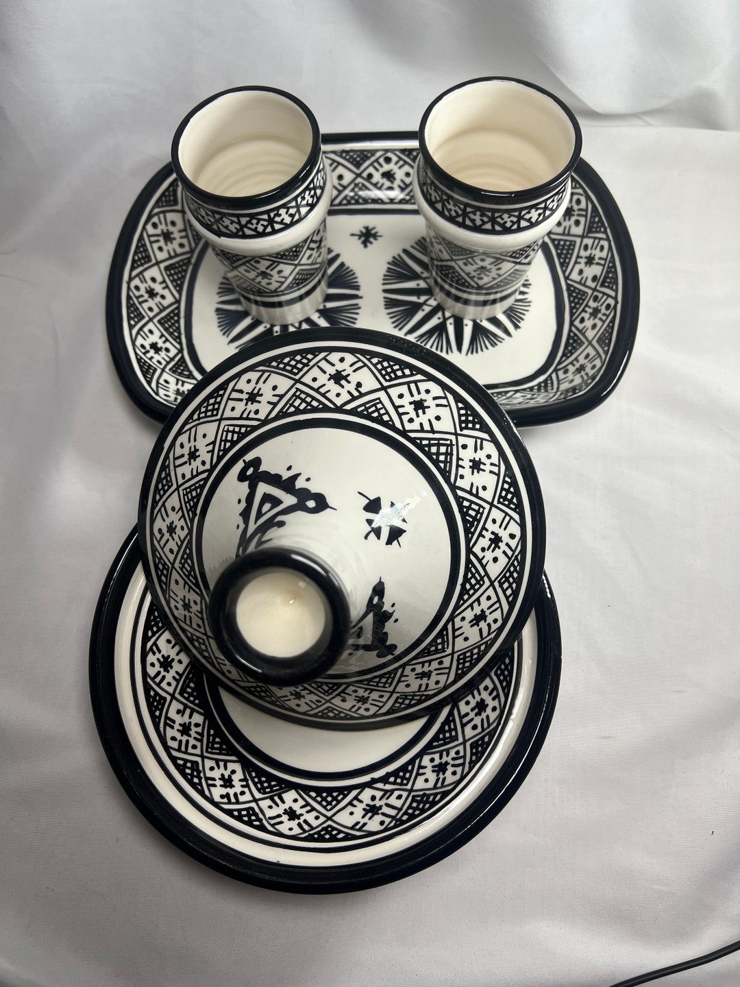Moroccan Serving Table Set Water and Juice Set With Black Tagine ...
