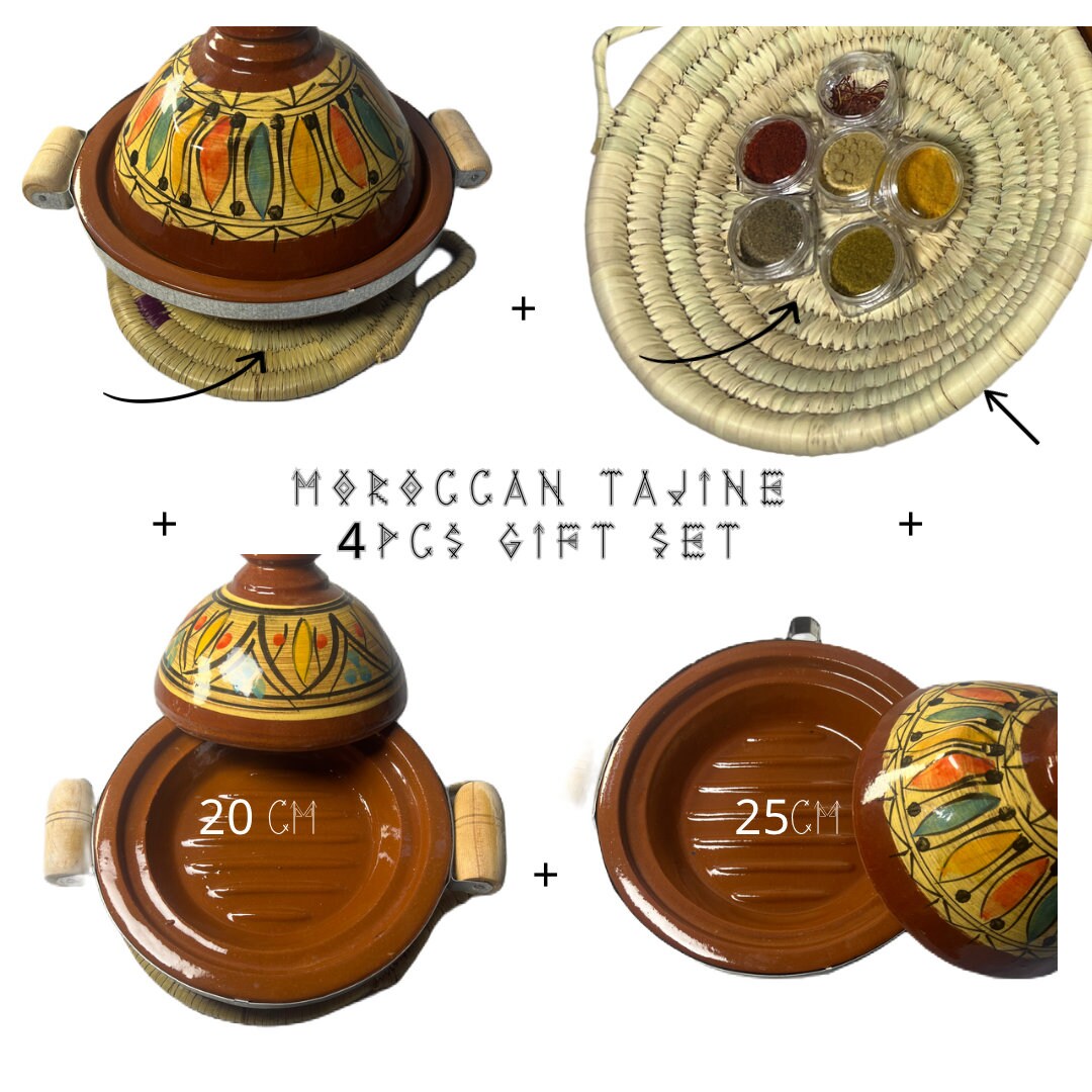 Handmade Moroccan Ceramic Tagine Gift Set With Free Spices, Handmade ...