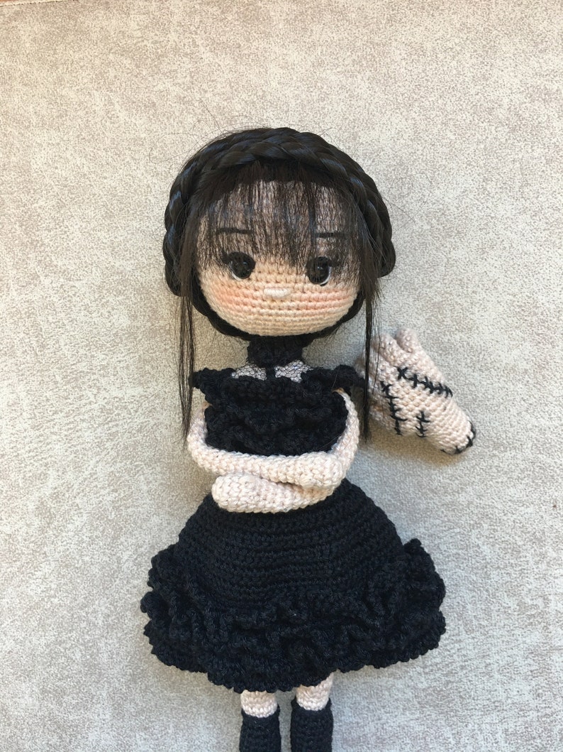 Wednesday Addams Doll Thing Wednesday Doll Crochet - Etsy