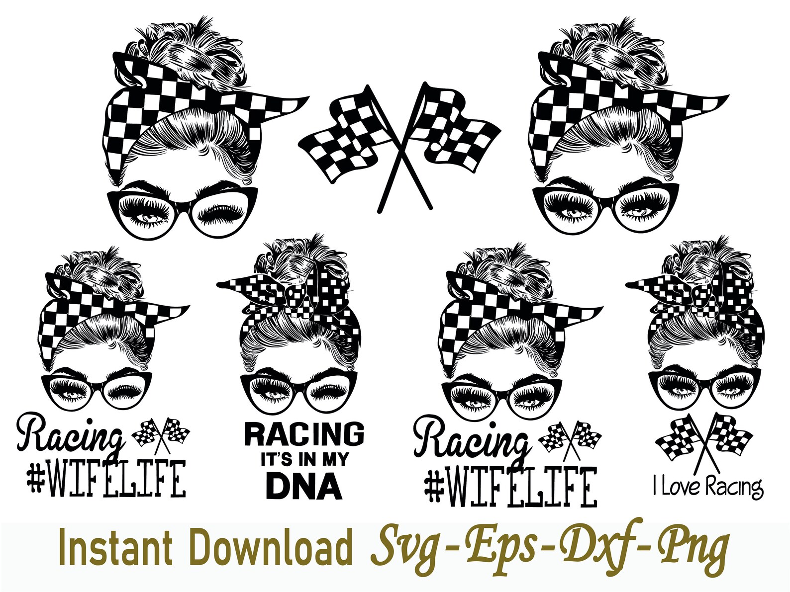 Bundle Messy Bun Racelife svg Racing svg Racing life svg | Etsy