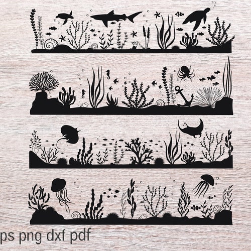 Sea Scene Svg Underwater World Svg Seaweed Svg Undersea - Etsy