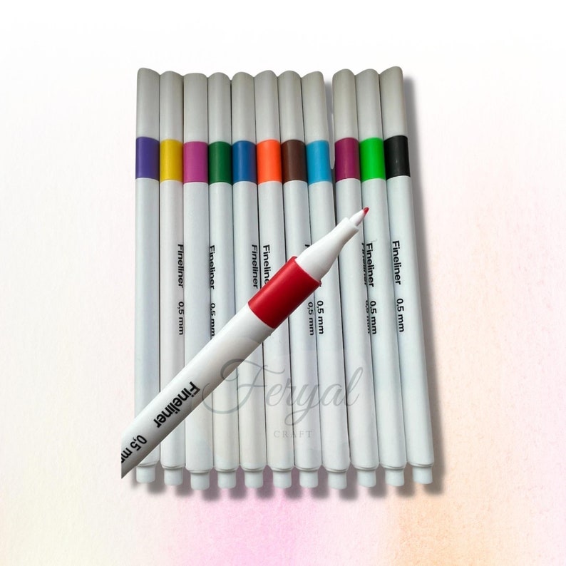 Fine Line Pens, Set of 12 Pieces, Felt Pens Set Multicolor, School ...