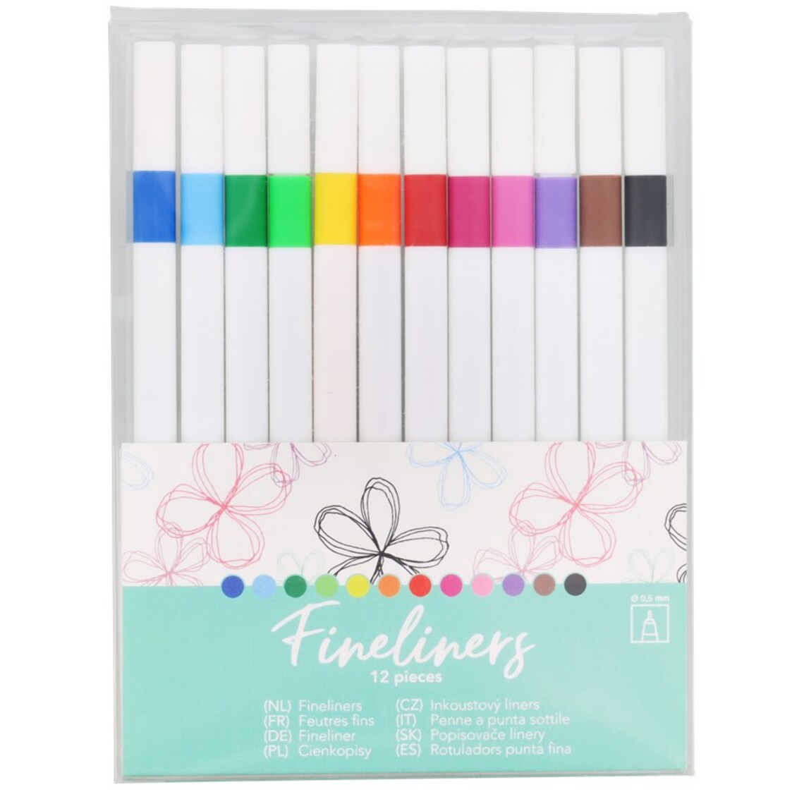 Fine Line Pens, Set of 12 Pieces, Felt Pens Set Multicolor, School ...