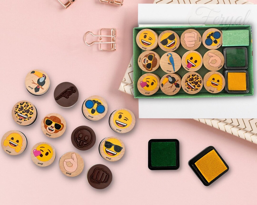 Symbol Stamp, Emoticon Wooden Stamp Set, Character Wooden Stamp Set, 12 ...