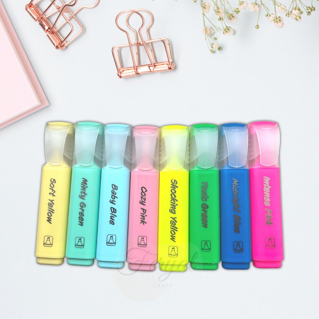 Tiny Pastel Highlighters, Set of 6, Study Pen, Highlighters for ...