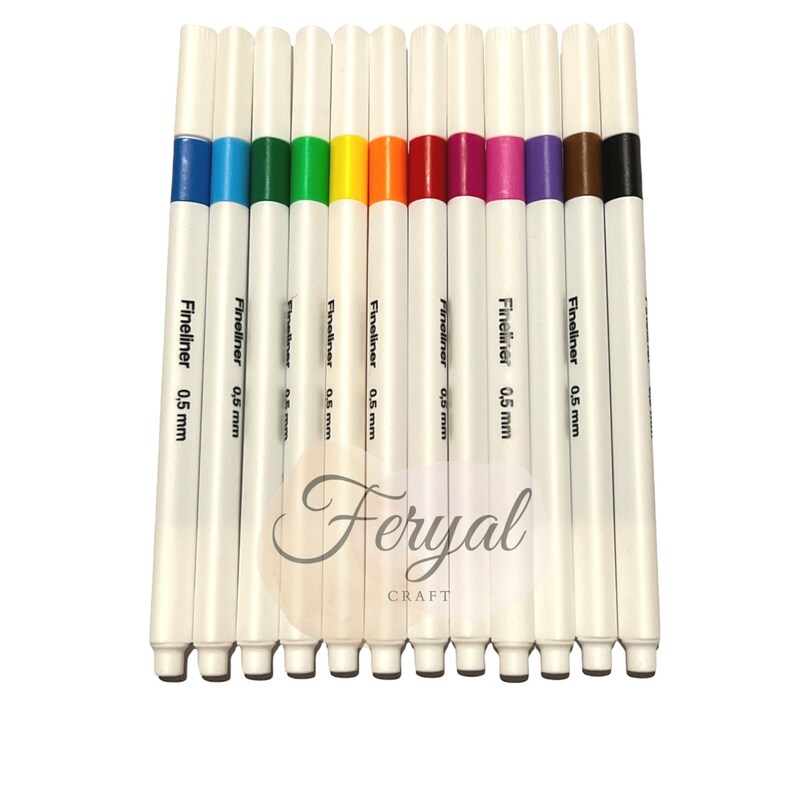 Fine Line Pens, Set of 12 Pieces, Felt Pens Set Multicolor, School ...