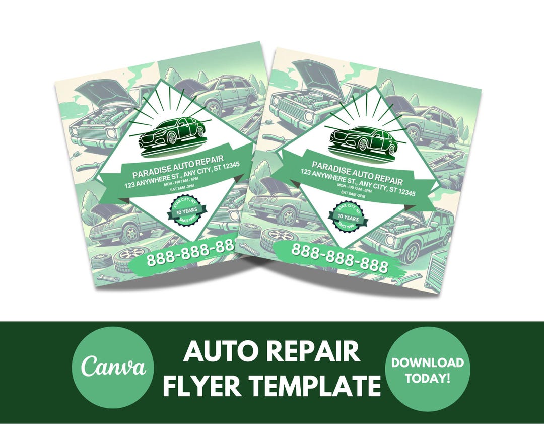 Car Repair Flyer Template | Professional Square Canva Flyer for Auto ...