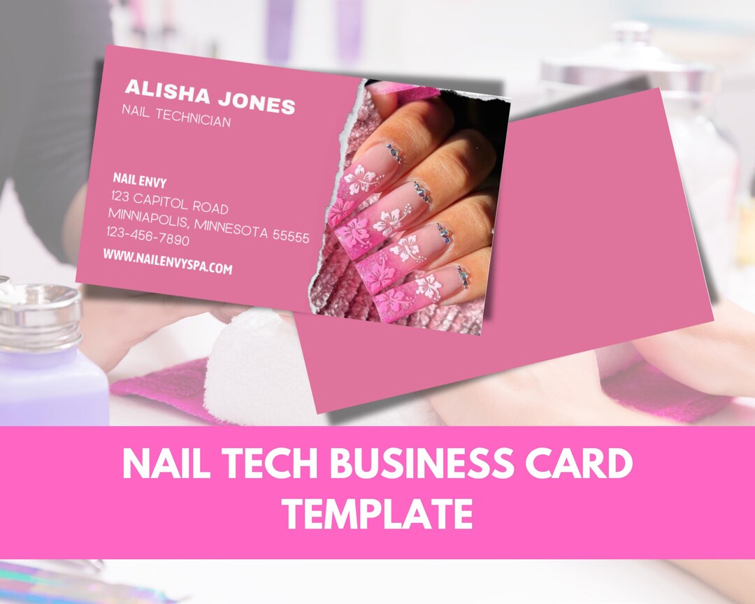 Nail Technician Business Card Template for Canva Instant Download Easy ...
