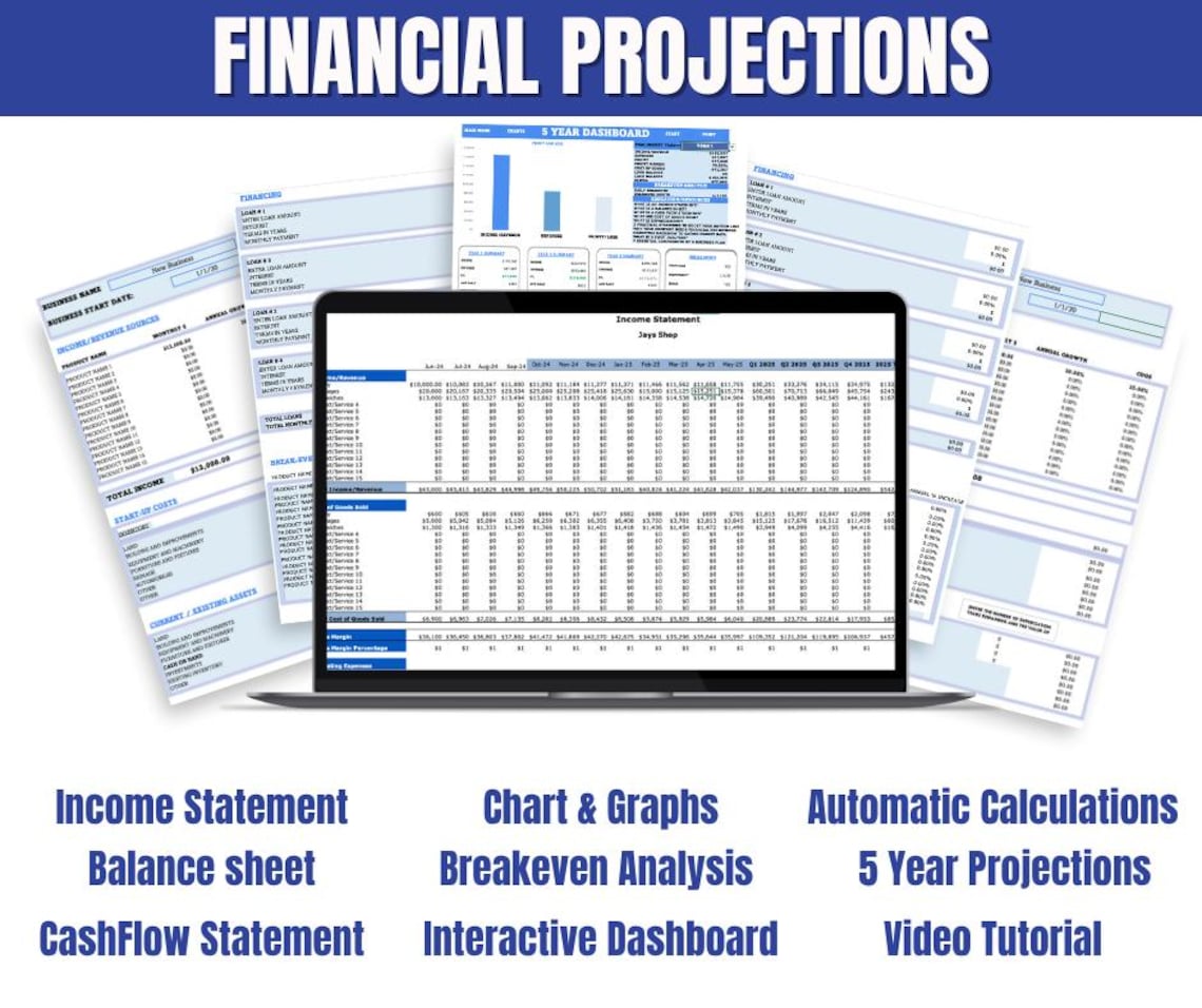 Business Plan Financial Projections Spreadsheet - Template - for ...