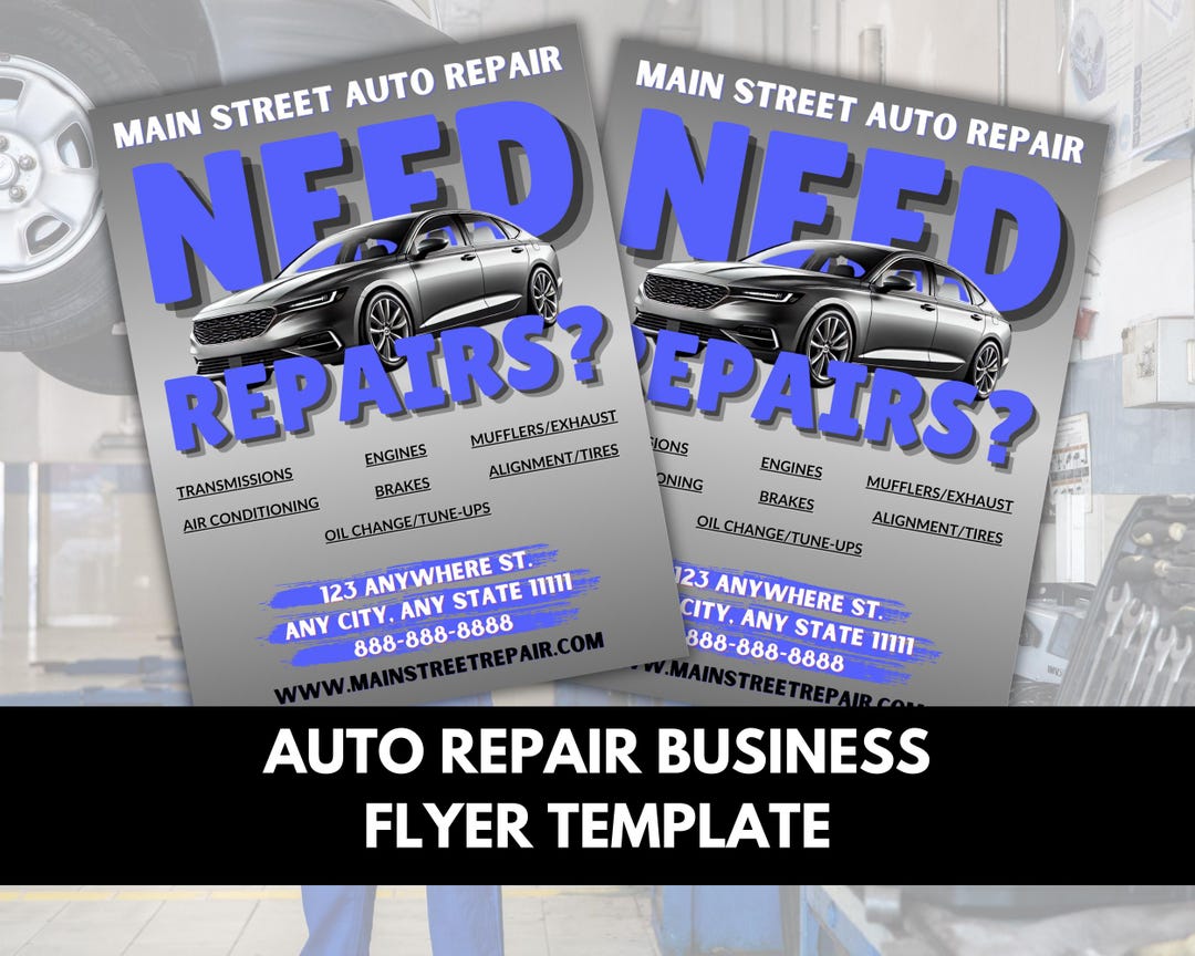 Auto Repair Flyer Template, Mechanic Shop Design (canva Editable ...
