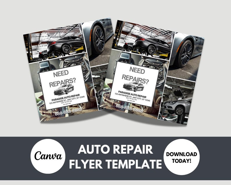 Auto Repair Shop Digital Printable Flyer Template for Canva Instant ...