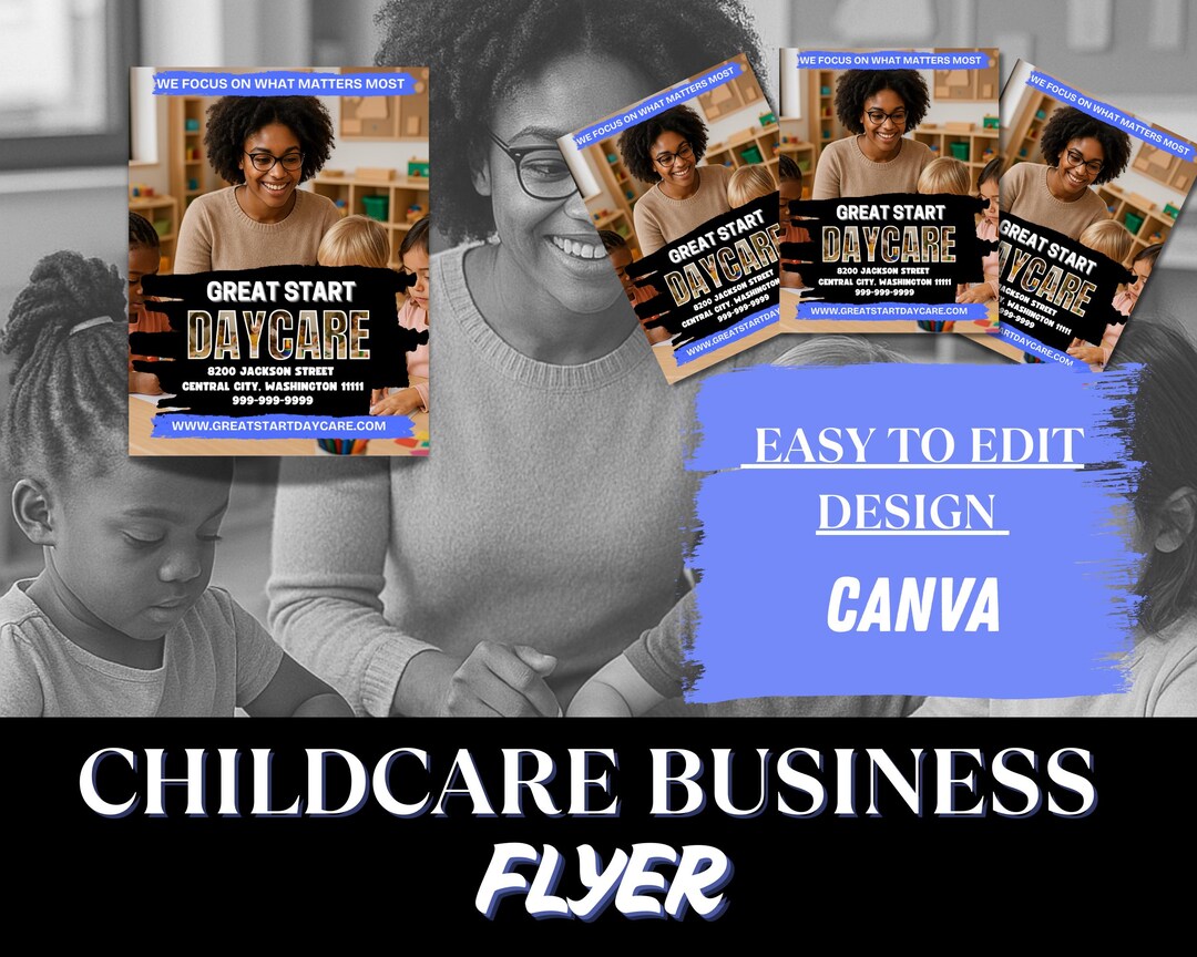 Childcare Flyer Template, Editable Daycare Advertising (canva, Instant ...