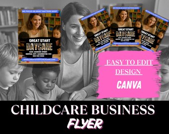 Daycare Flyer Canva Template Editable Preschool Marketing Childcare ...