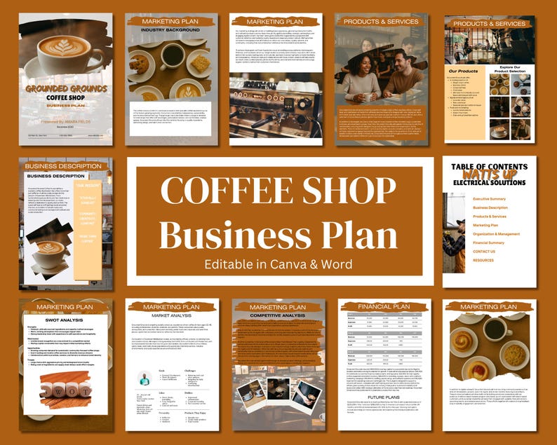 Coffee Shop Business Plan Template Café Business Plan Canva & Microsoft ...