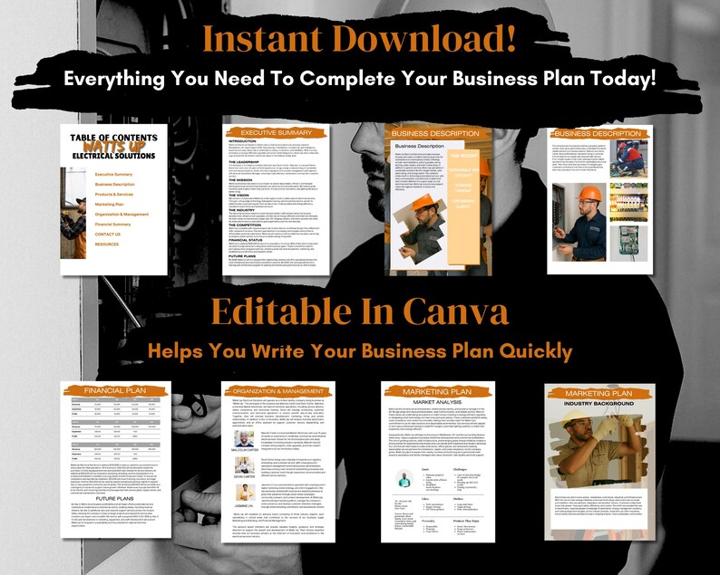 Electrician Business Plan Template for Canva and Word (instant Download ...