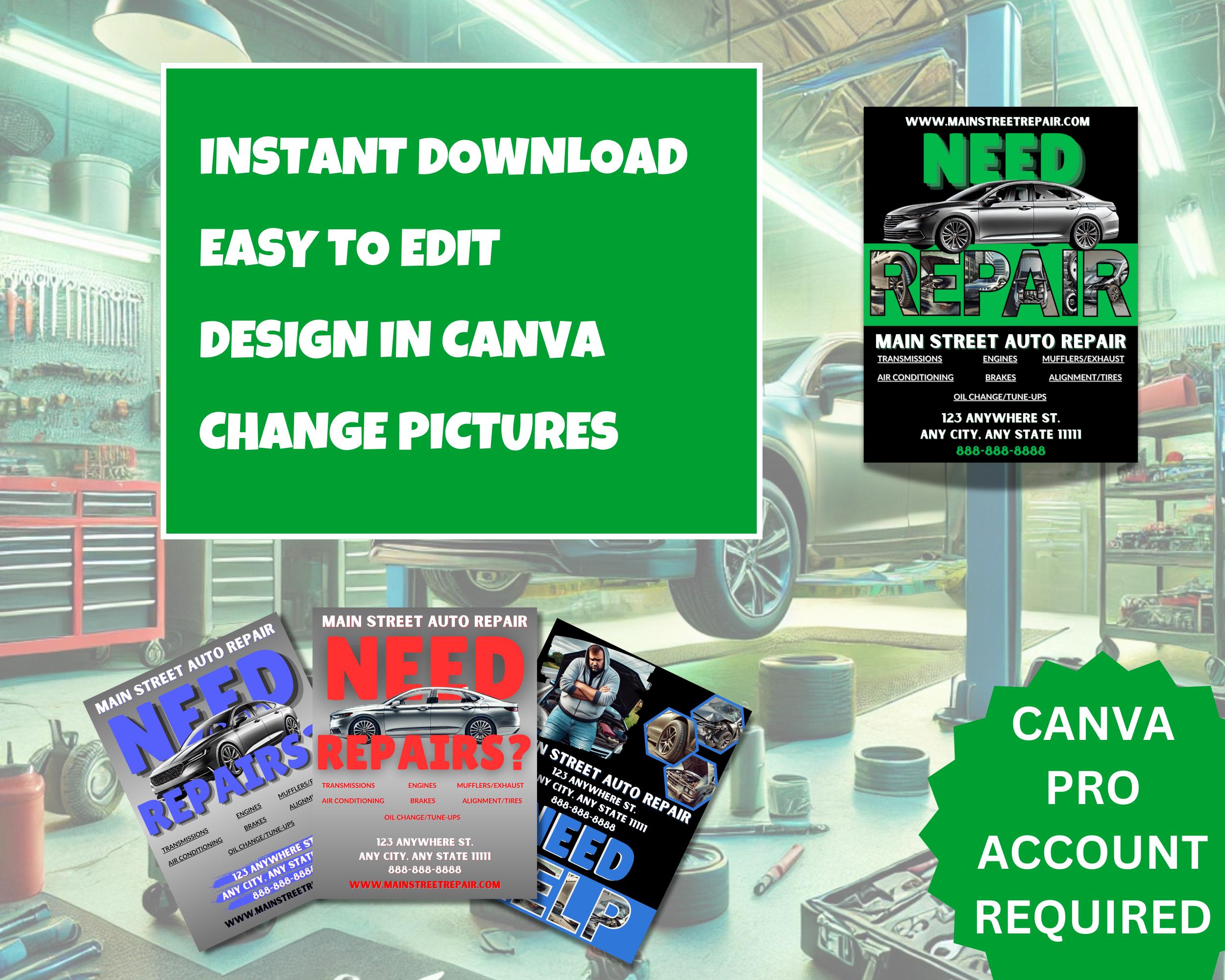 20 Auto Repair Flyer Template Bundle Canva Instant Download Easy to ...