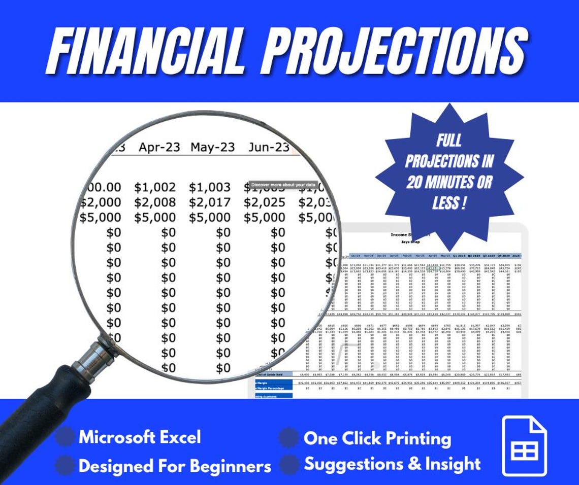 Business Plan Financial Projections Spreadsheet - Microsoft Excel ...