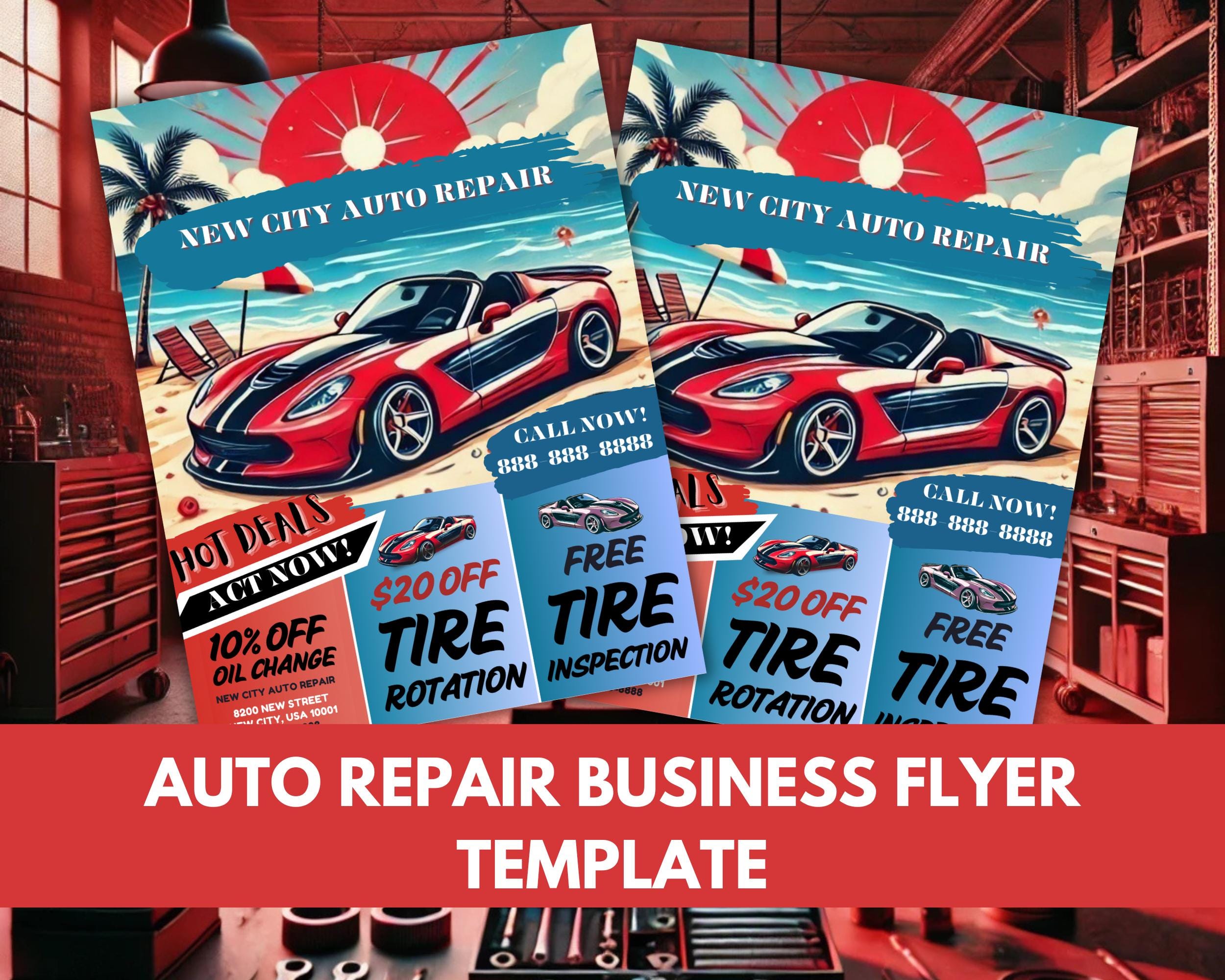 Auto Repair Flyer Template for Canva Auto Repair Business Instant ...
