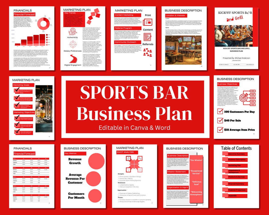 Sports Bar and Restaurant Business Plan Template - Instant Download ...