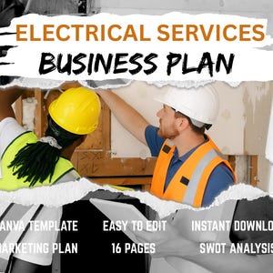Electrician Business Plan Template for Canva and Word (instant Download ...