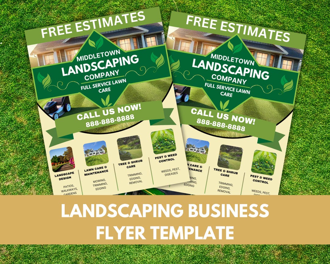Landscaping Flyer Template for Canva, Instant Download, Easy to Edit ...