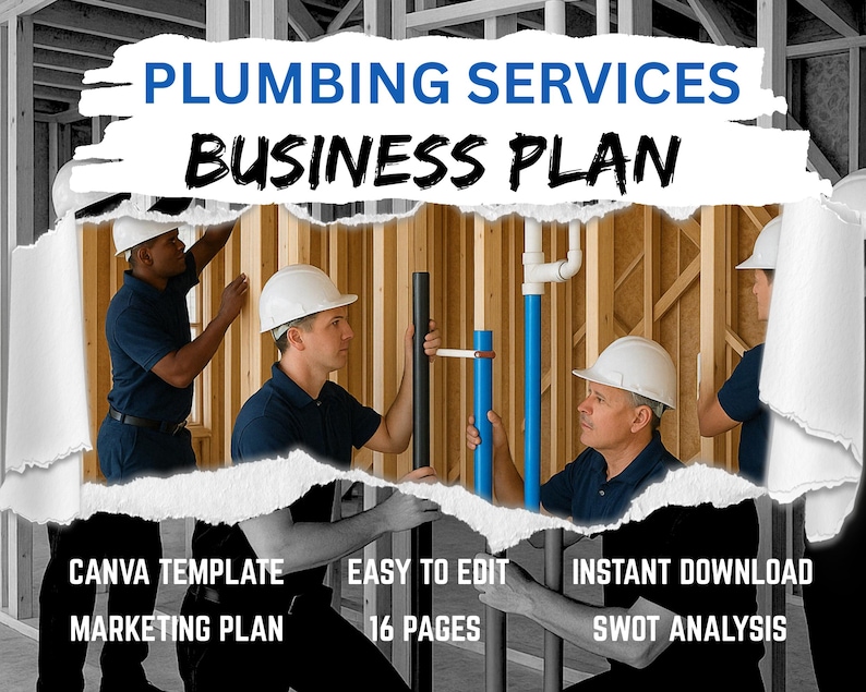 Plumbing Business Plan Template Canva & Microsoft Word Easy to Edit Instant Download Plumber ...