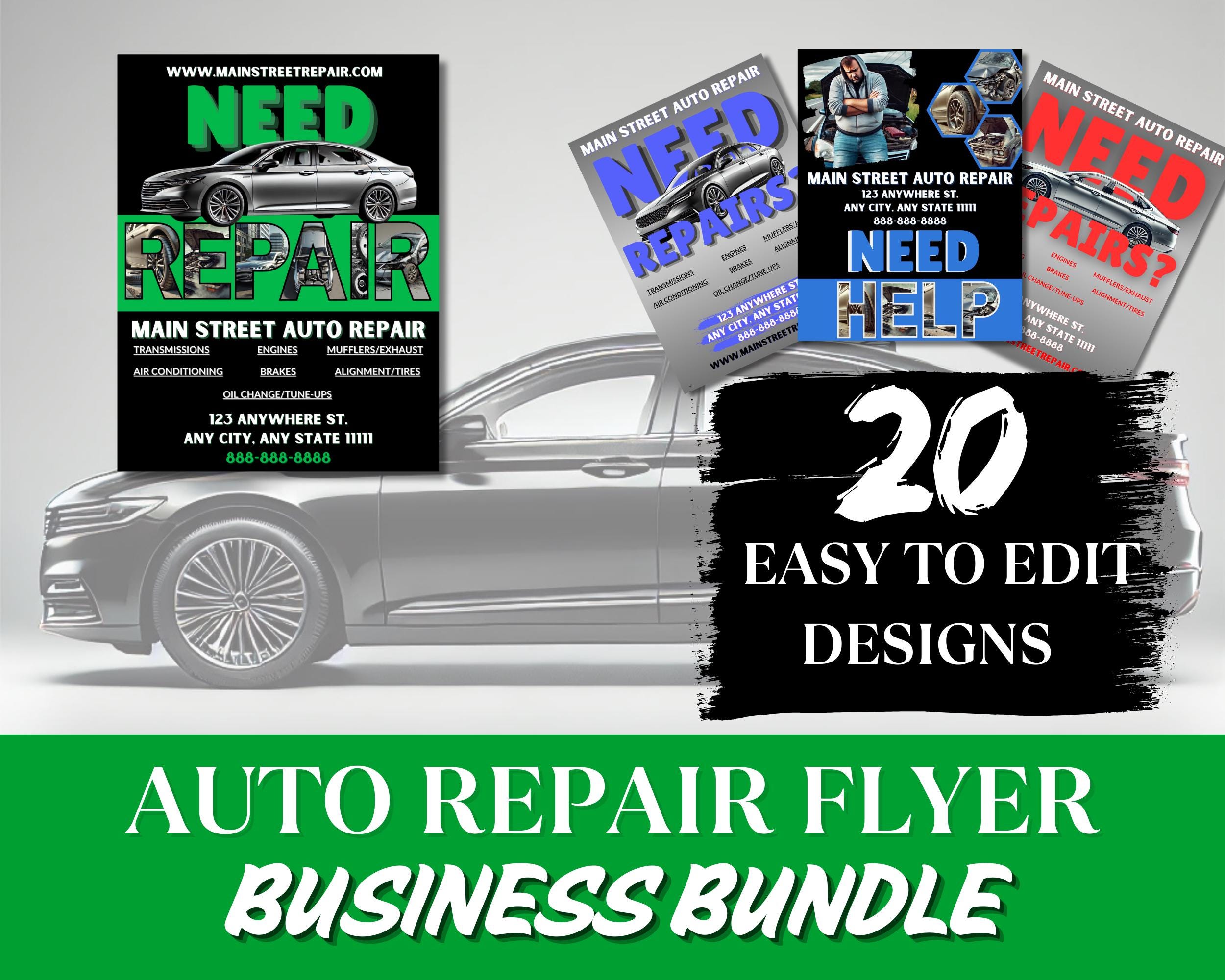 20 Auto Repair Flyer Template Bundle Canva Instant Download Easy to ...