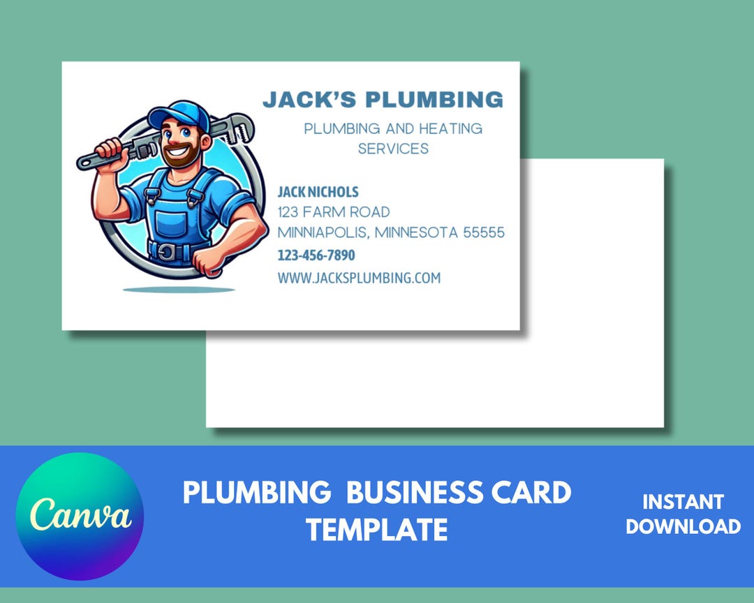 DIY Instant Download Canva Plumbers Business Card Template Water Heater ...