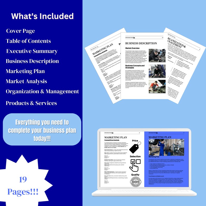 Auto Repair Shop Business Plan - Business Plan Template - Automotive ...