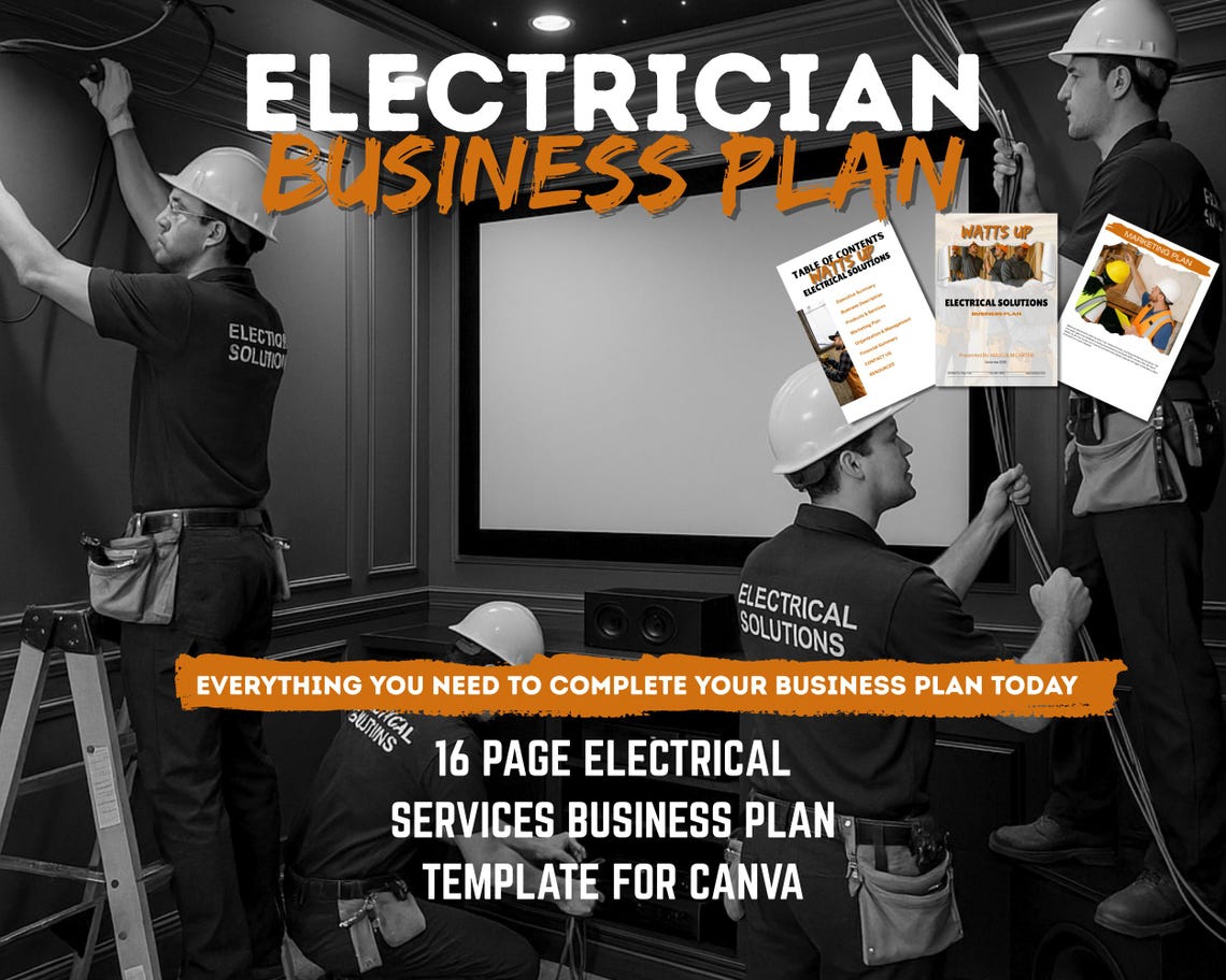Electrician Business Plan Template for Canva and Word (instant Download ...