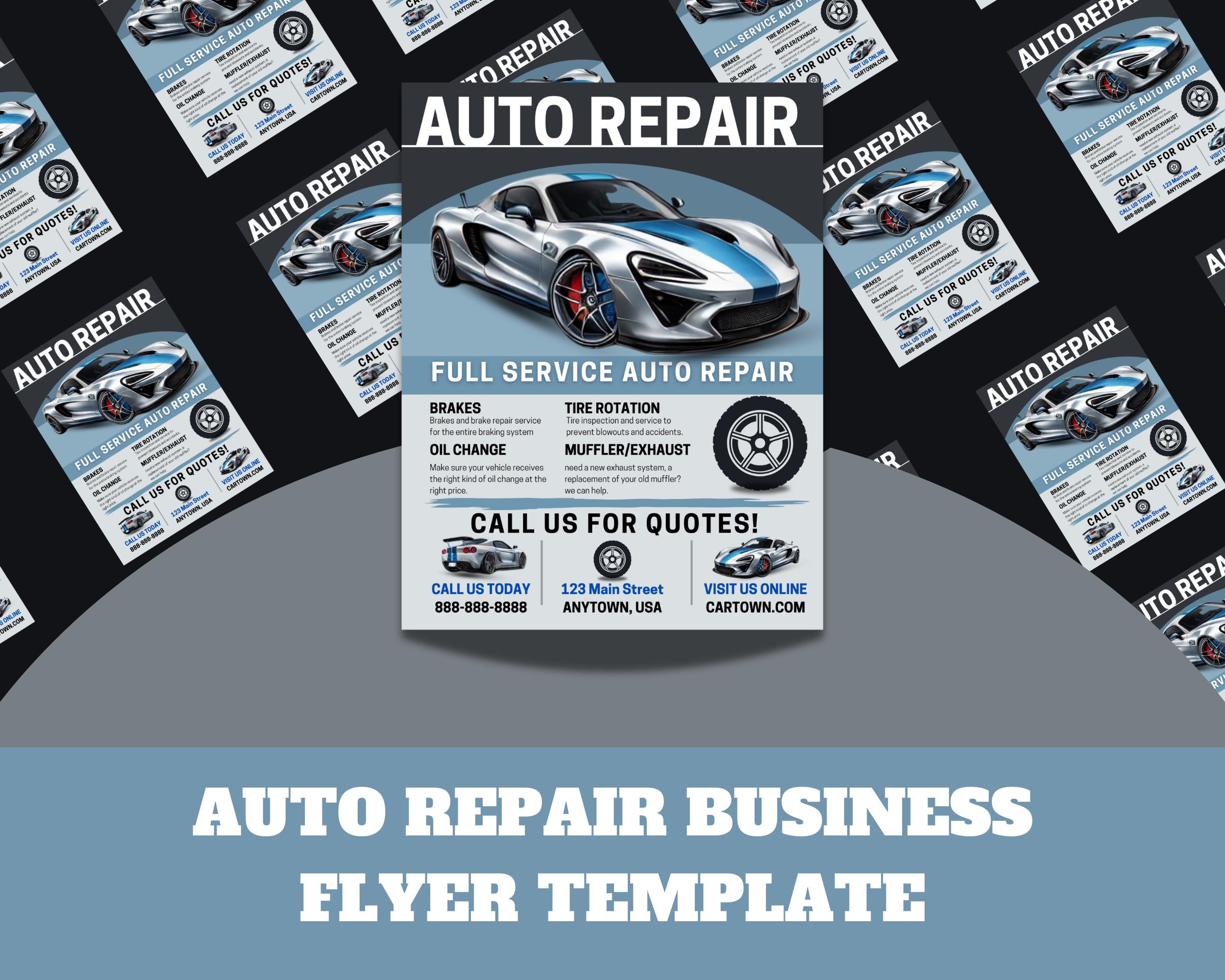 Auto Repair Flyer Template for Canva Auto Repair Business Instant ...