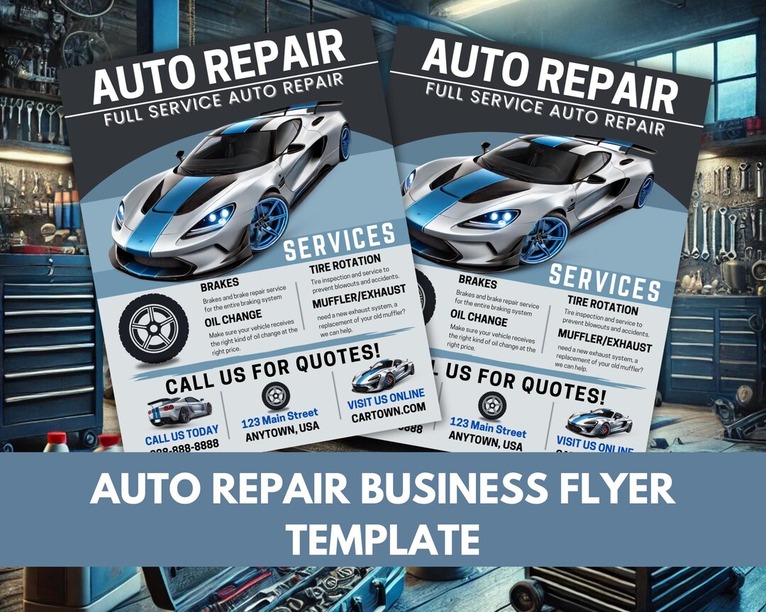 Auto Repair Flyer Template for Auto Repair Business, Instant Download ...