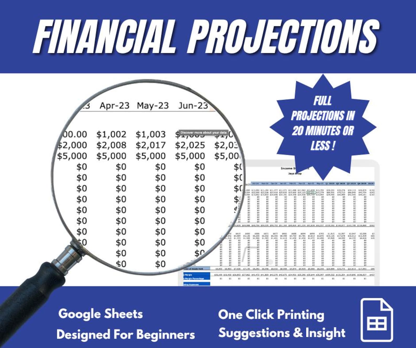 Business Plan Financial Projections Spreadsheet - Template - for ...