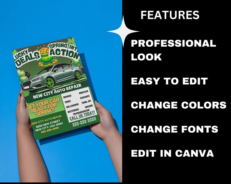 Spring Auto Repair Flyer Template | Editable Mechanic Shop Ad (canva ...