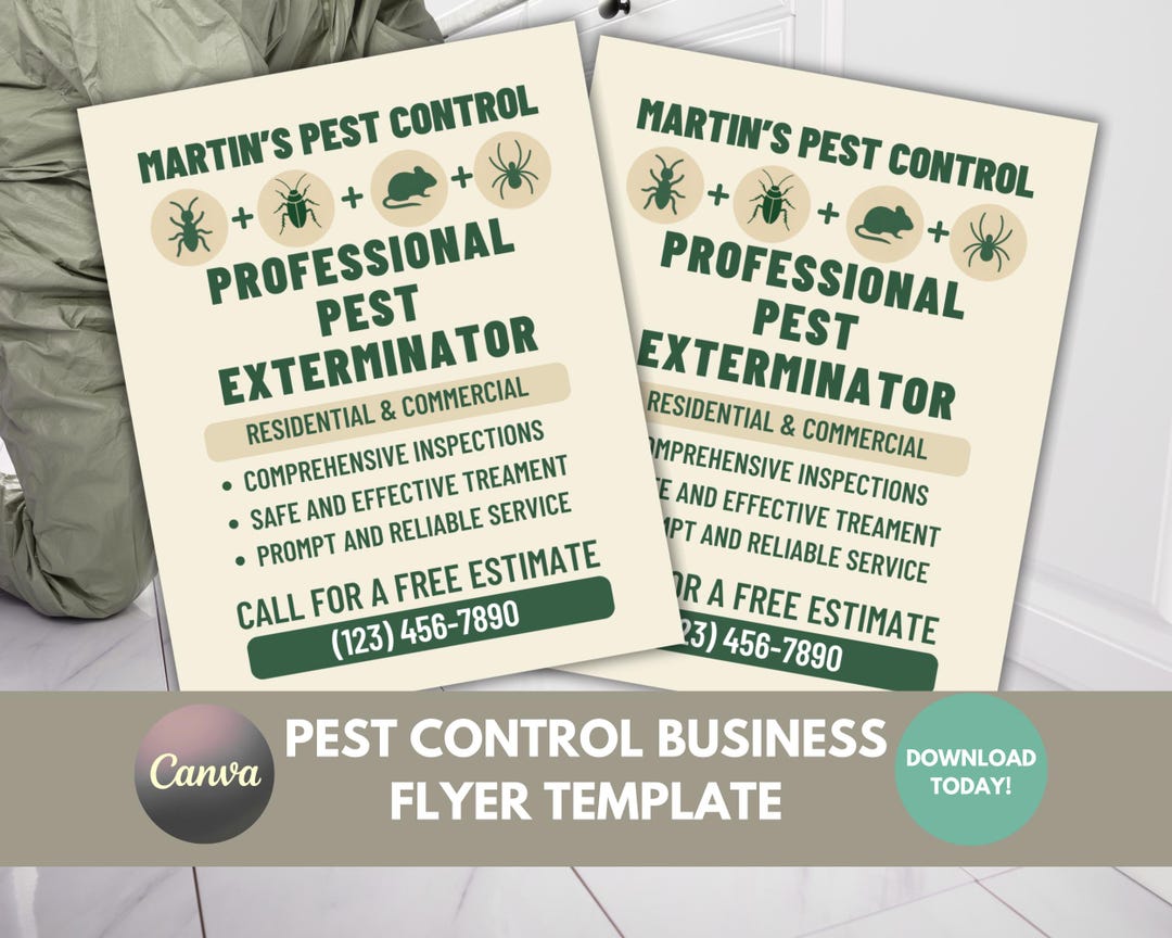 Pest Control Flyer Template: Editable Canva Design (8.5x11) (digital ...