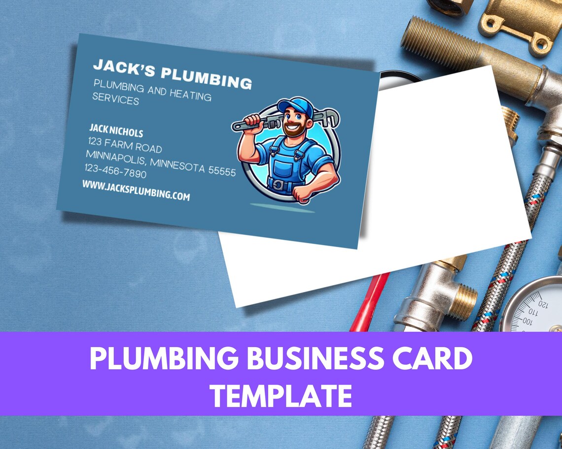 Instant Plumbing Business Card Template for Canva DIY Editable Plumbing ...
