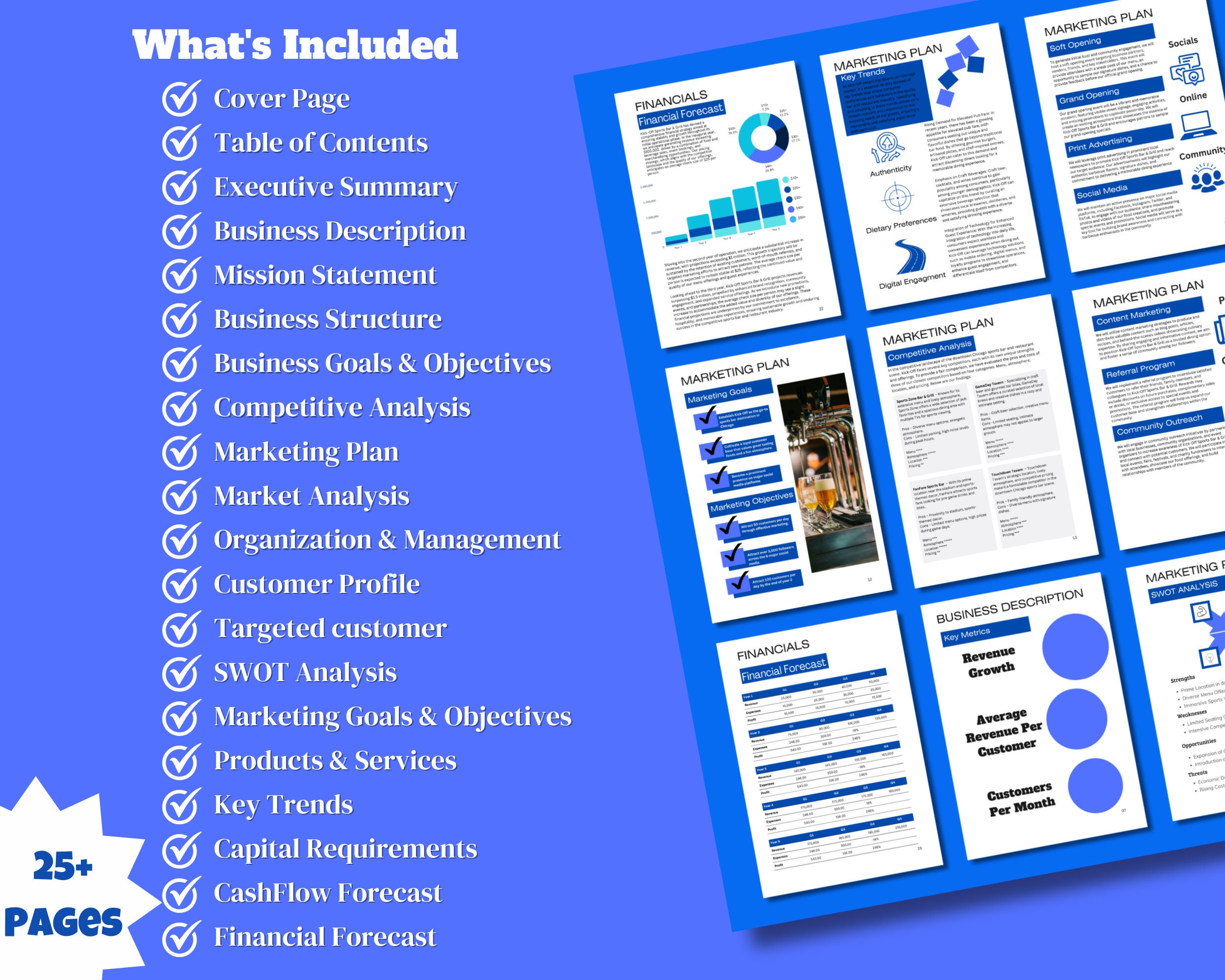 Sports Bar Business Plan Template Canva Microsoft Word Editable ...