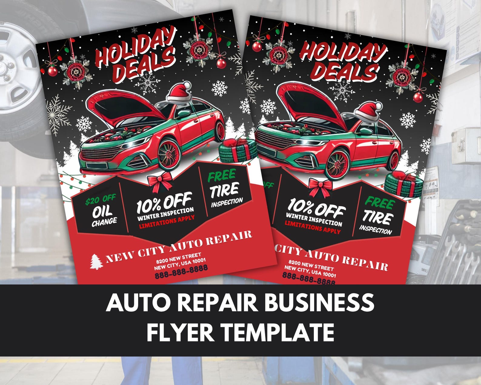 Christmas Auto Repair Flyer Template for Canva (instant Download) - Etsy