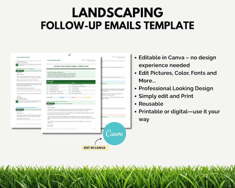 Landscaping Follow up Email Templates Canva, Lawn Care Client Email ...
