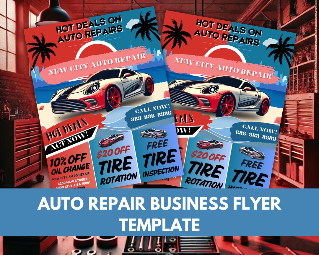 Auto Repair Flyer Template for Canva Auto Repair Business Instant ...