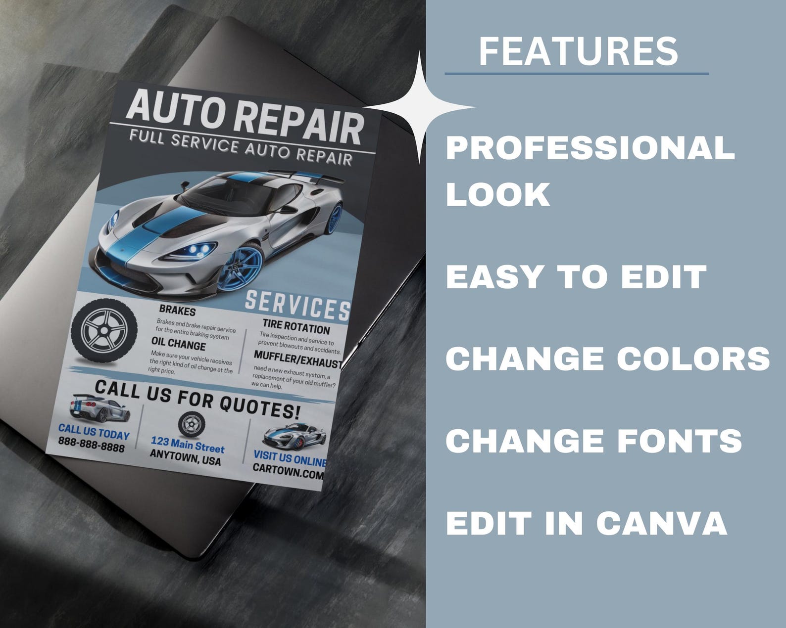 Auto Repair Flyer Template for Auto Repair Business, Instant Download ...