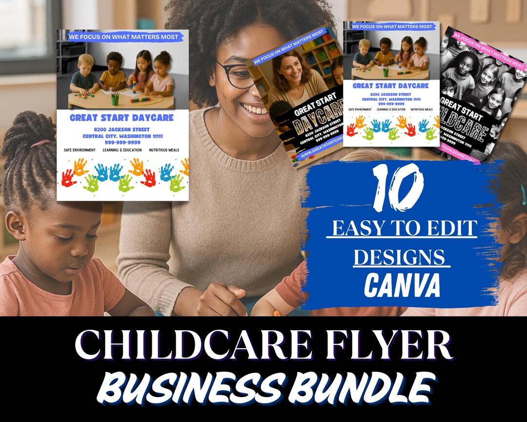 Childcare Flyer Templates: Editable Daycare Canva Bundle (digital ...