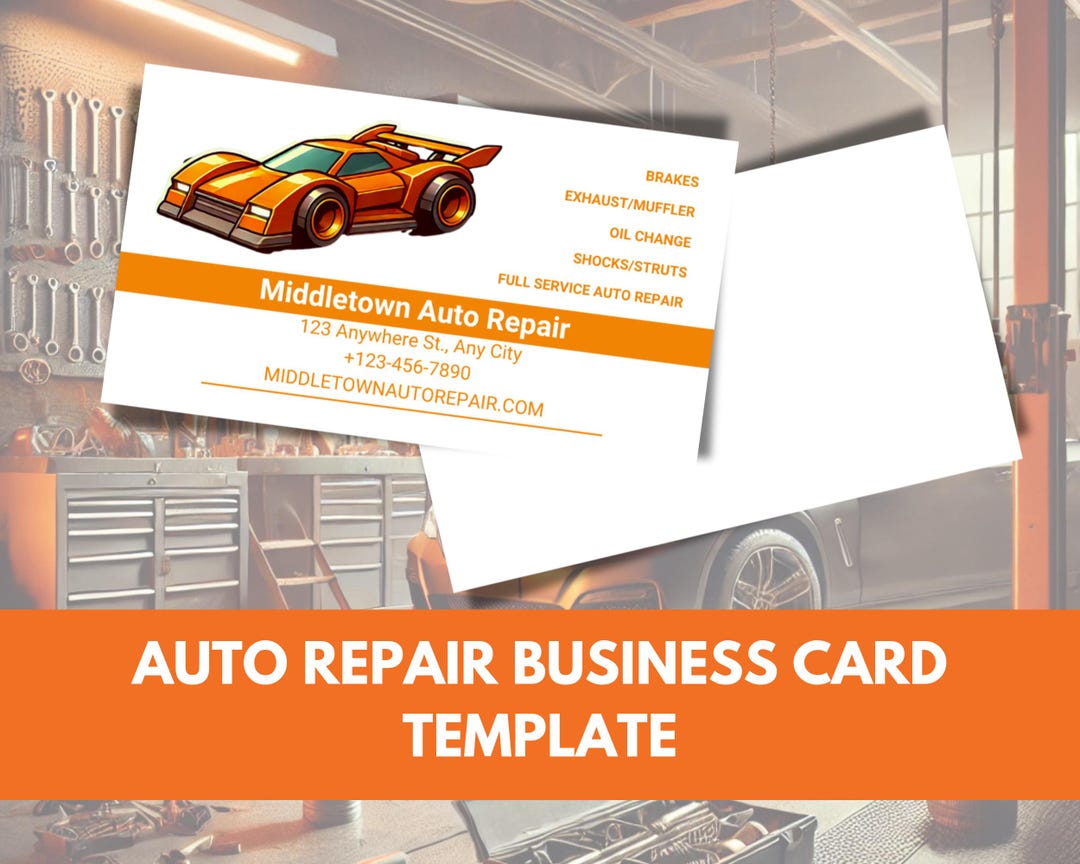 Auto Repair Business Card Template for Canva Instant Download Auto ...