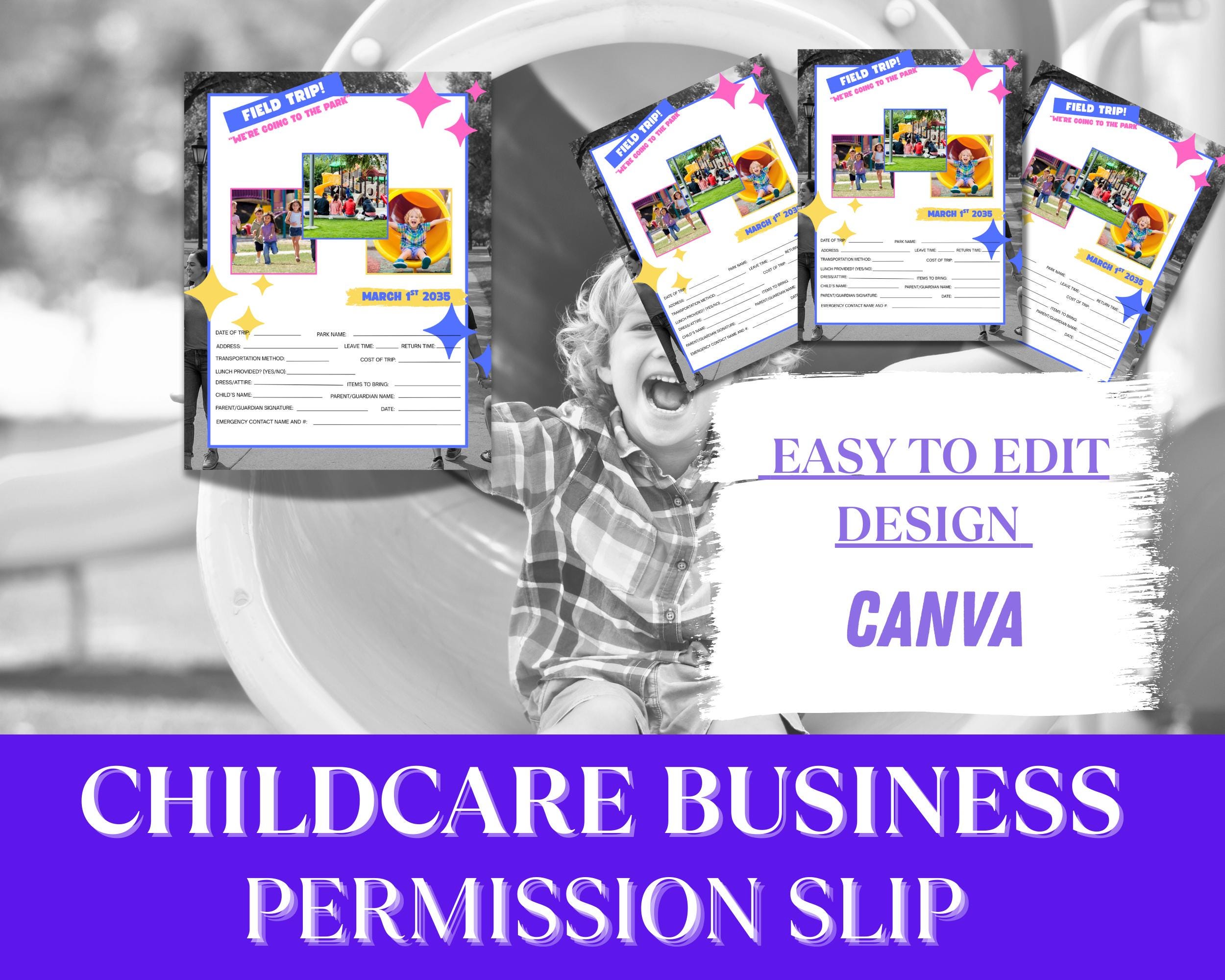Park Field Trip Permission Slip Canva Template Adjustable Template ...