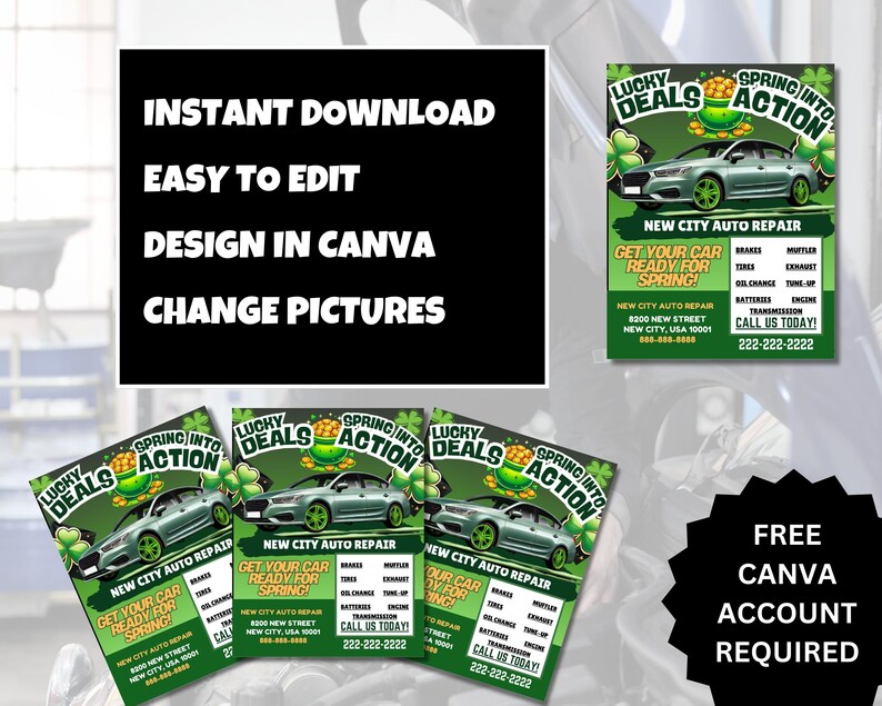 Spring Auto Repair Flyer Template | Editable Mechanic Shop Ad (canva ...