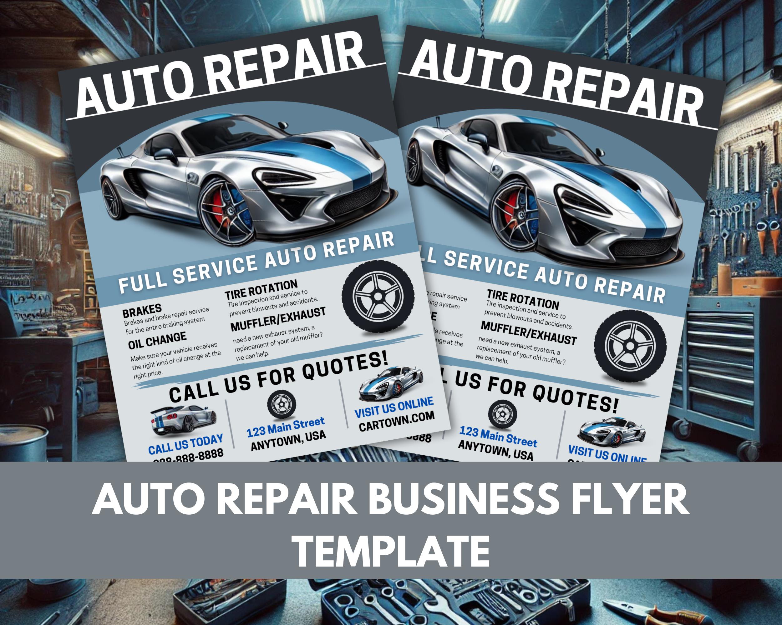 Auto Repair Business Flyer Template, Easy to Edit (canva) - Etsy