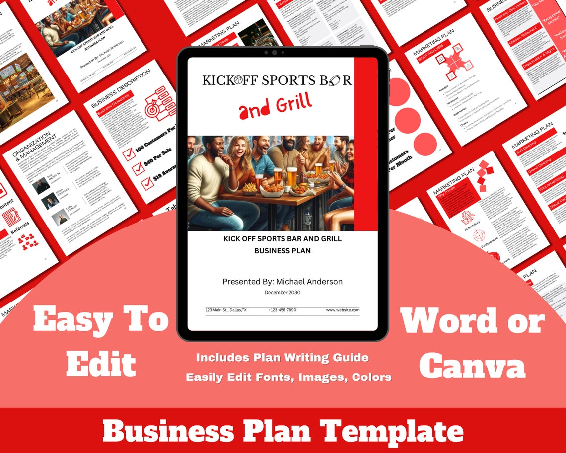 Sports Bar and Restaurant Business Plan Template - Instant Download ...