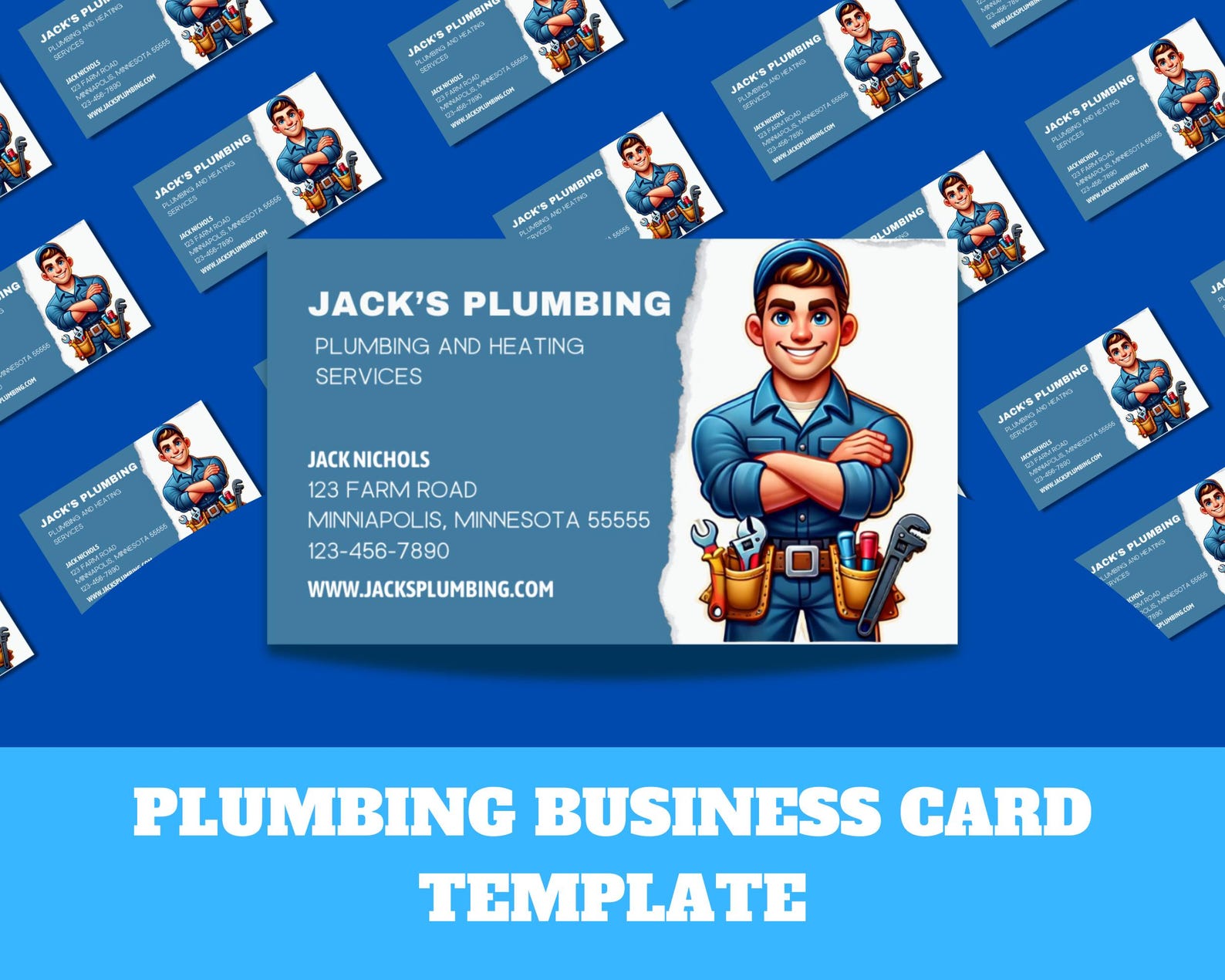 Canva Instant Download Plumbing Business Card Template Easy Edit ...