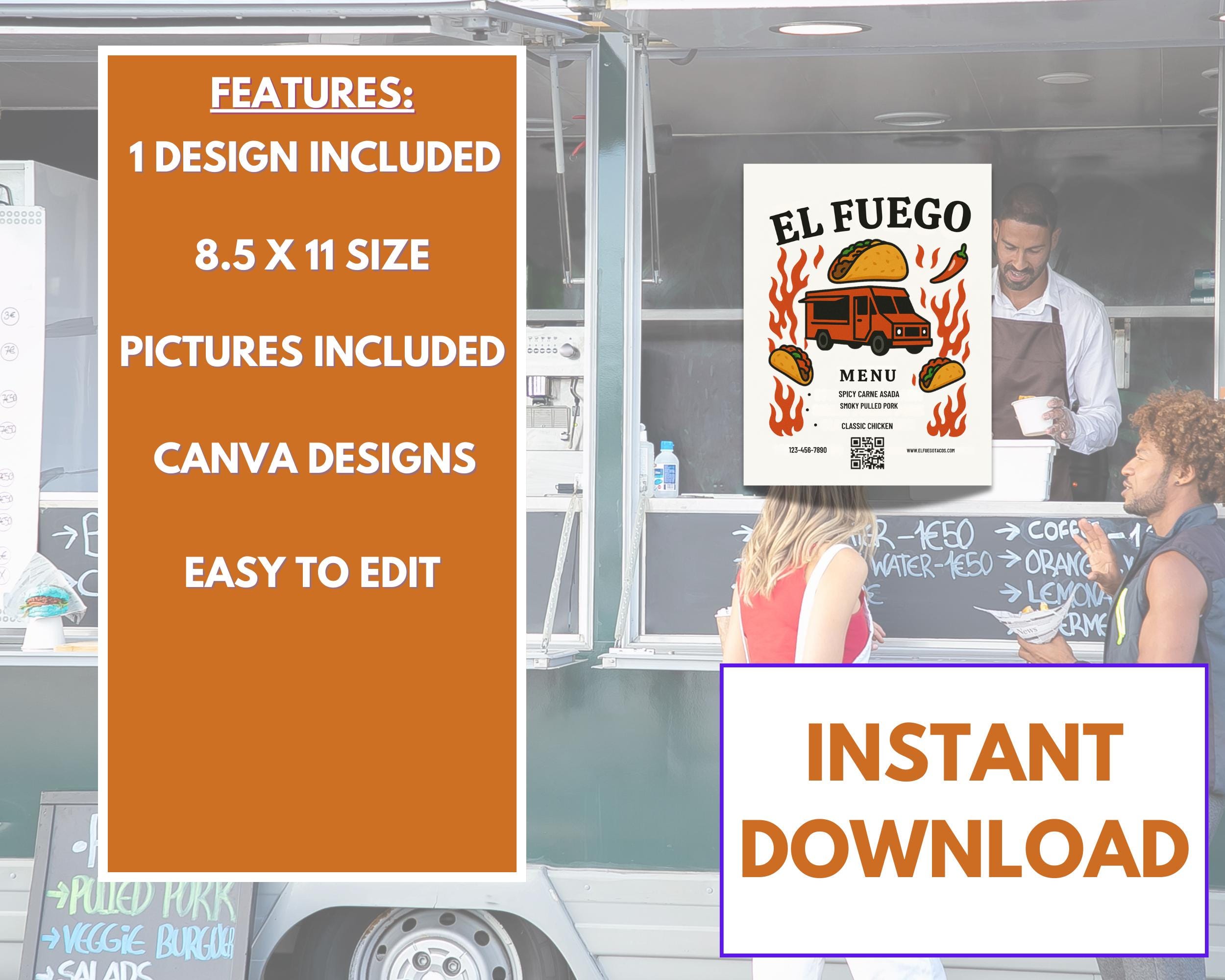 Taco Truck Business Flyer Template for Canva Instant Download Easy to ...